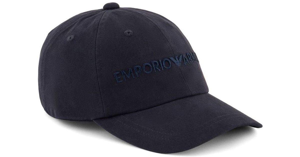 Emporio Armani Logo Baseball Cap in Blue for Men | Lyst UK