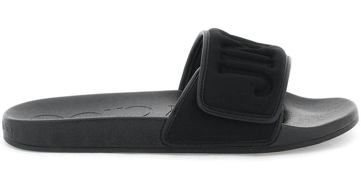 Jimmy Choo Slides Con Logo in Black | Lyst