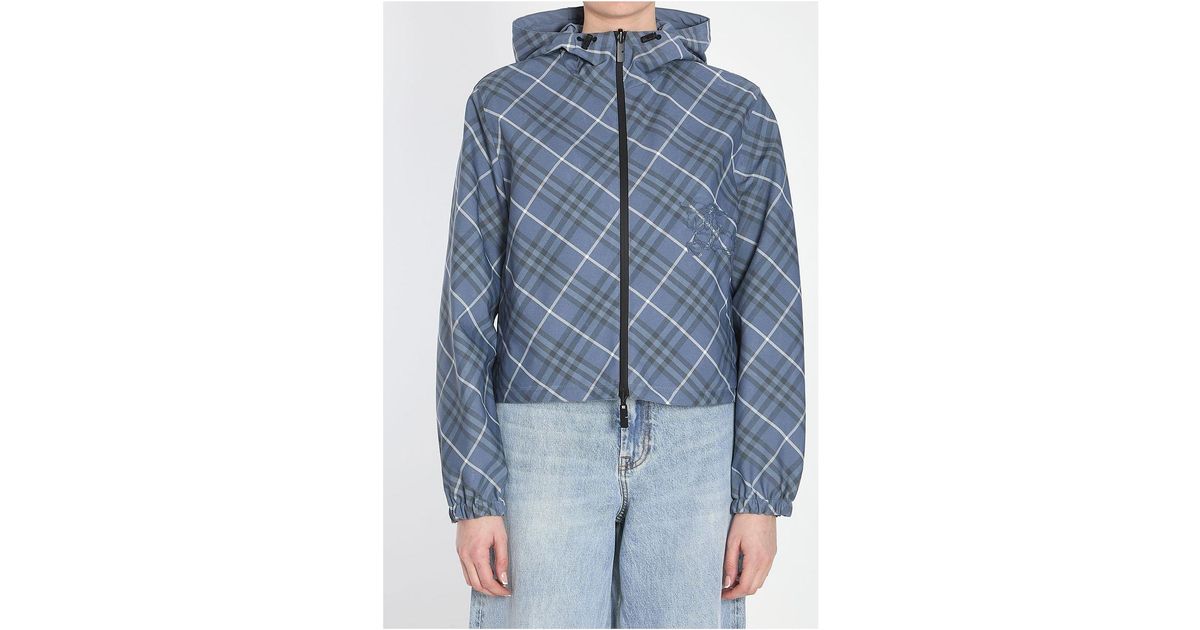 Burberry Reversible Check Jacket in Blue | Lyst