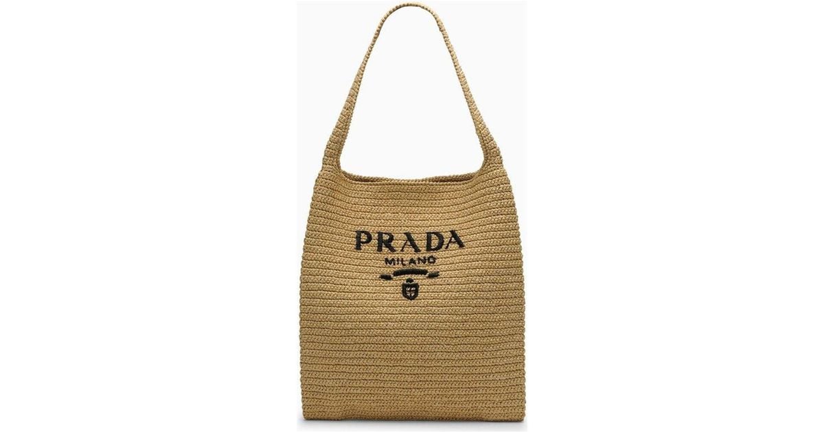 Prada Raffia Tote Bag in Natural | Lyst
