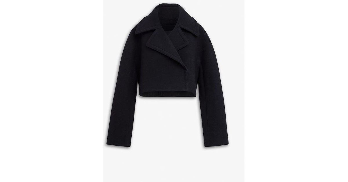 Alaïa Fitted Cut Short Pea Coat in Blue | Lyst