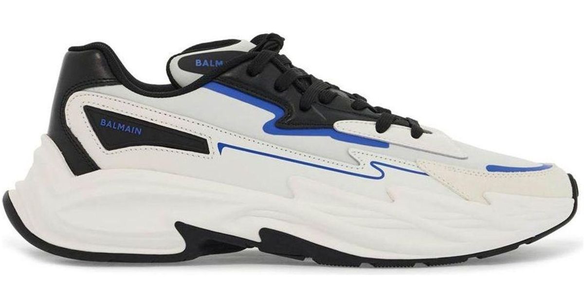 Balmain Leather And Nylon Run-Row Sneakers in White for Men | Lyst