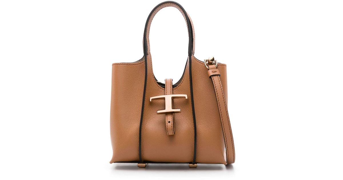 Tod's Timeless Mini T Bag in Brown | Lyst