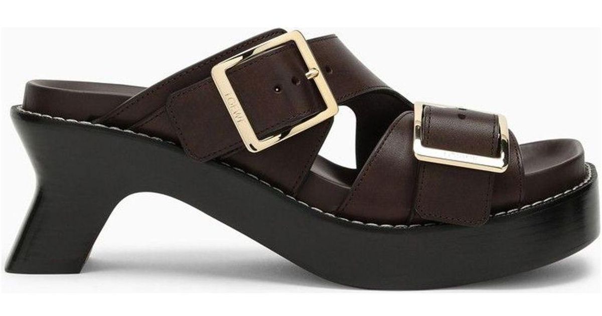 Loewe Ease Heel Slide Leather in Black | Lyst