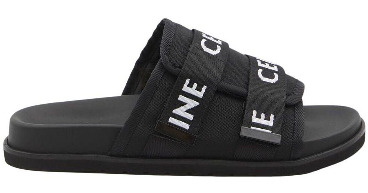 Celine Slides With Logo in Black for Men | Lyst
