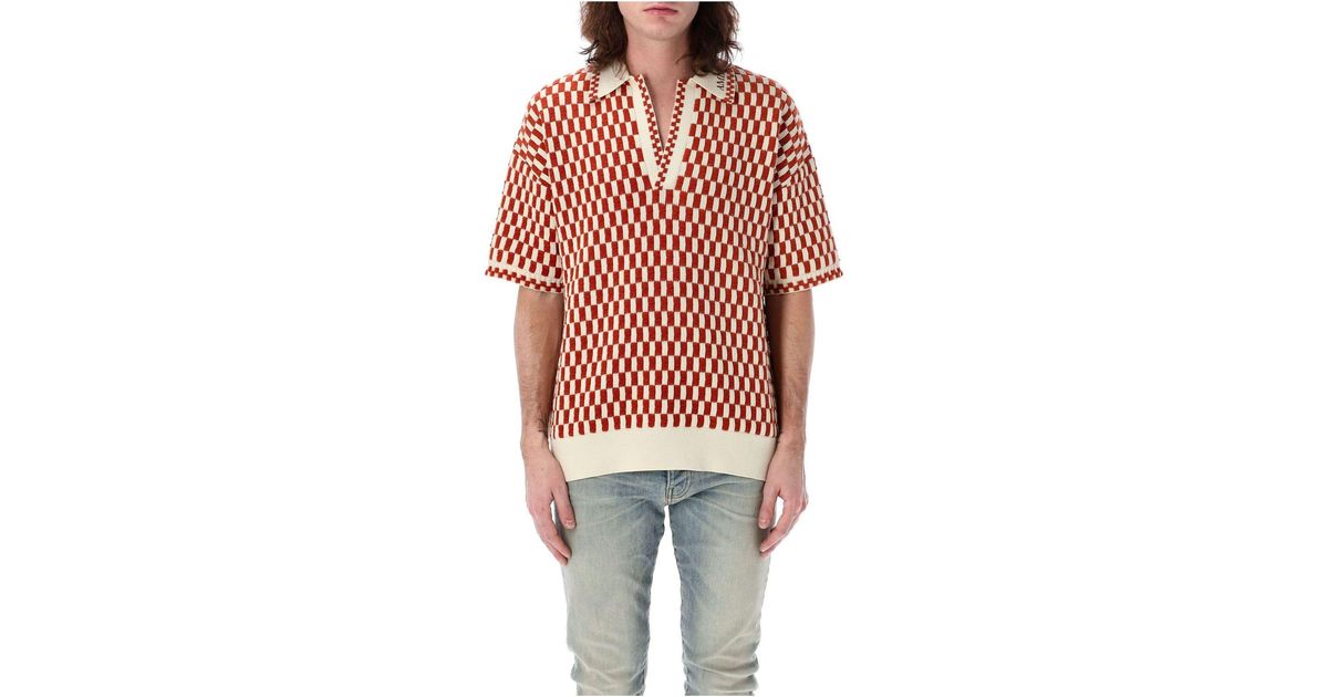 Amiri Checkered Oversized Polo T-Shirt for Men | Lyst