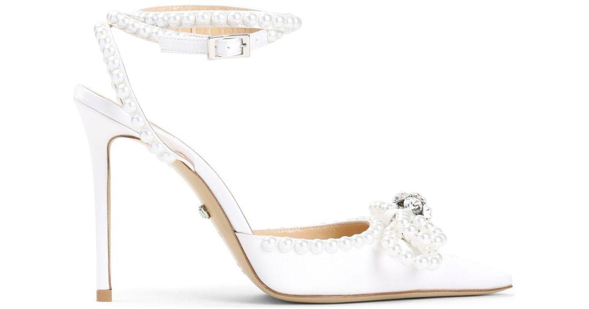 Mach & Mach Double Bow Pearl Pumps in White | Lyst