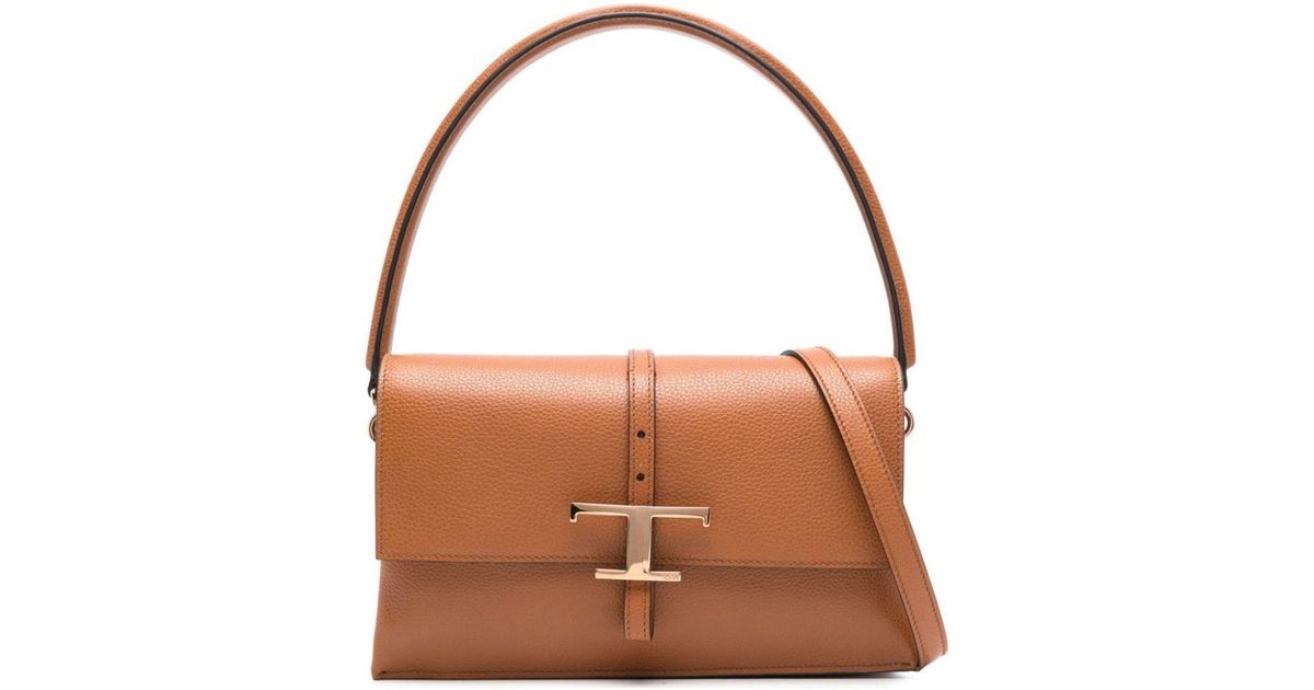 Tod's Leather T Timeless Mini Flap Bag in Brown | Lyst