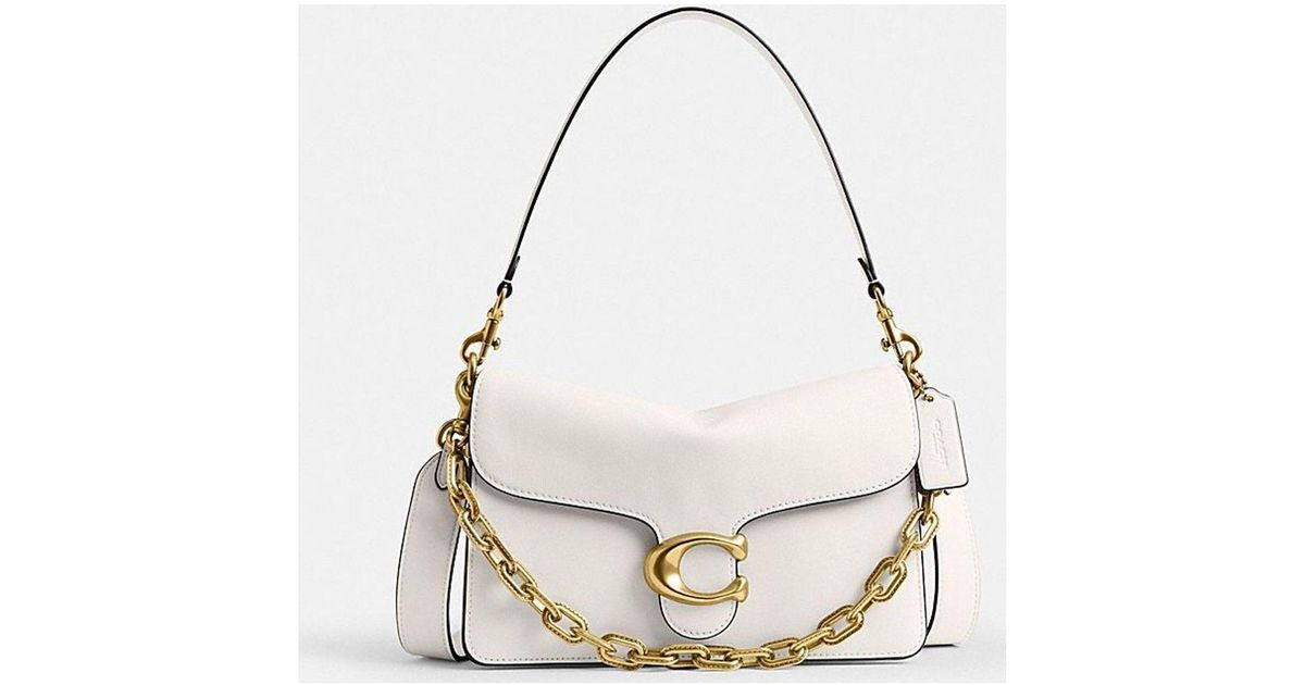 COACH Soft Grain Leather Chain Tabby Shoulder in Natural | Lyst