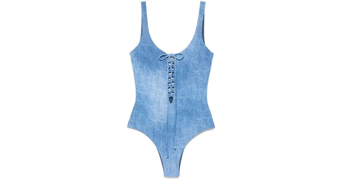 Fisico Denim Swim Suit in Blue | Lyst UK