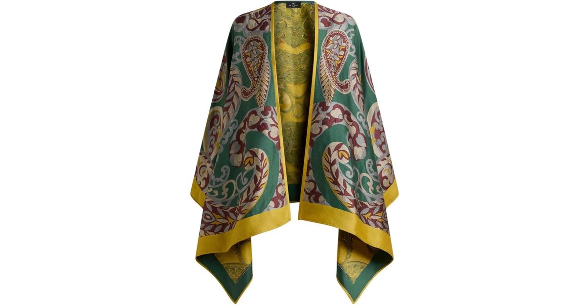 Etro Paisley-Motif Cape in Yellow | Lyst UK