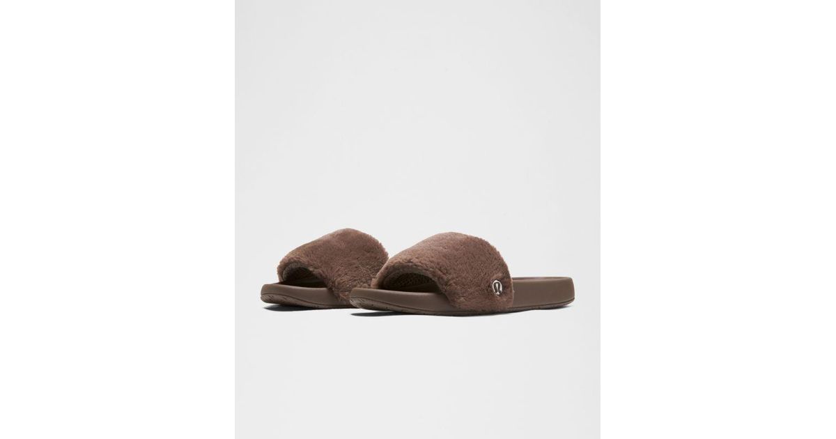lululemon Restfeel Faux Fur Slide in Brown | Lyst UK
