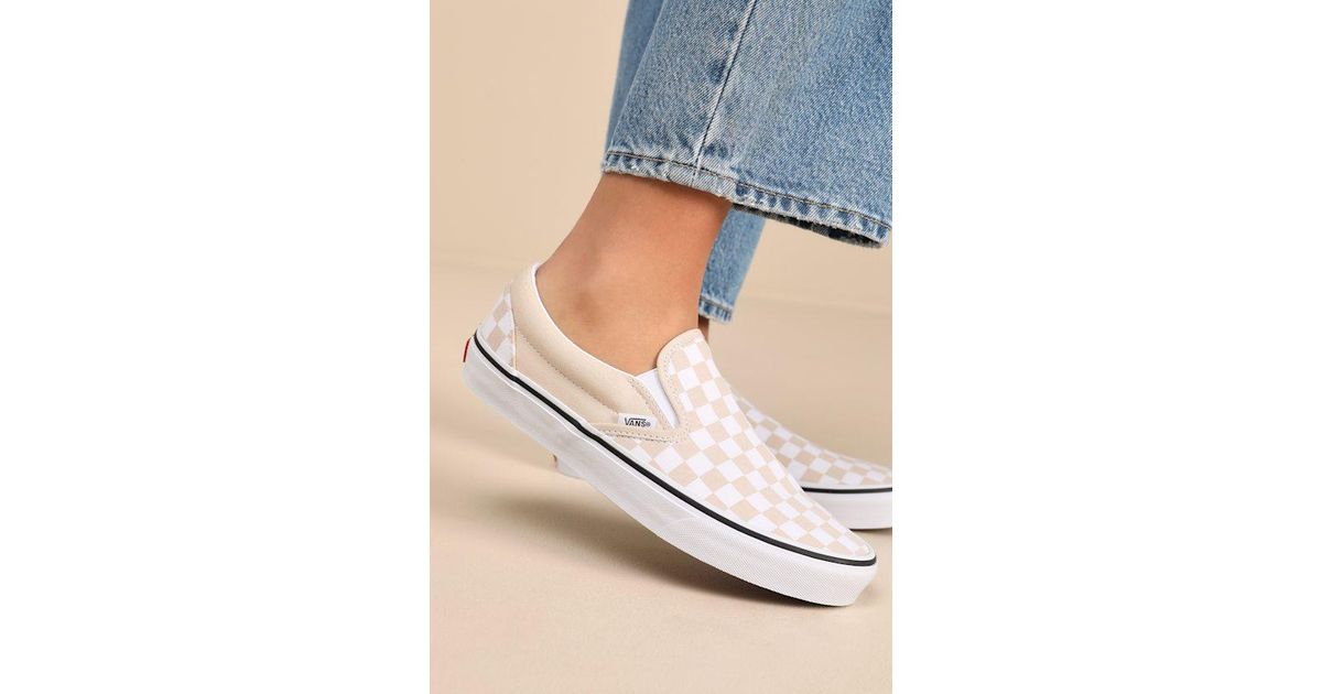 Vans Classic Creme Brulee And Checkerboard Slip-On Sneakers in Blue | Lyst