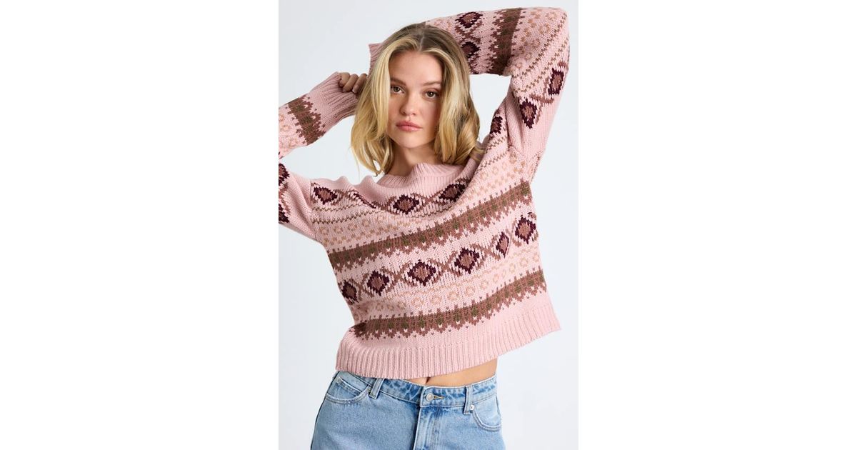 Lulus Maeven Fair Isle Pullover Sweater in Pink | Lyst UK
