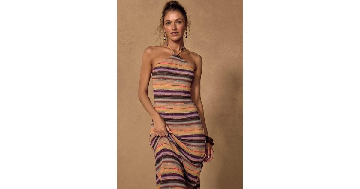 Lulus Molly Multi Crochet Halter Maxi Swim Cover-Up in Brown | Lyst