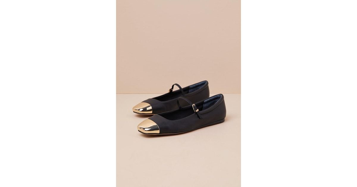 Dolce Vita Reyes Leather Cap Toe Buckle Ballet Flats in Black | Lyst