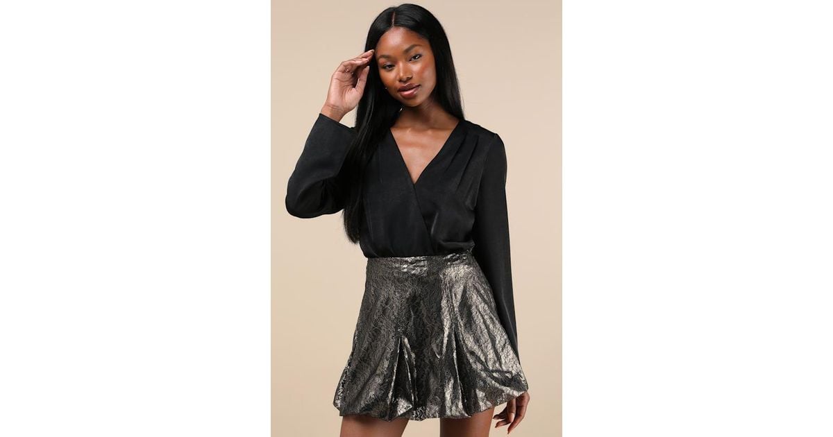 Lulus Majorly Glam Lace Bubble-Hem Mini Skirt in Black | Lyst