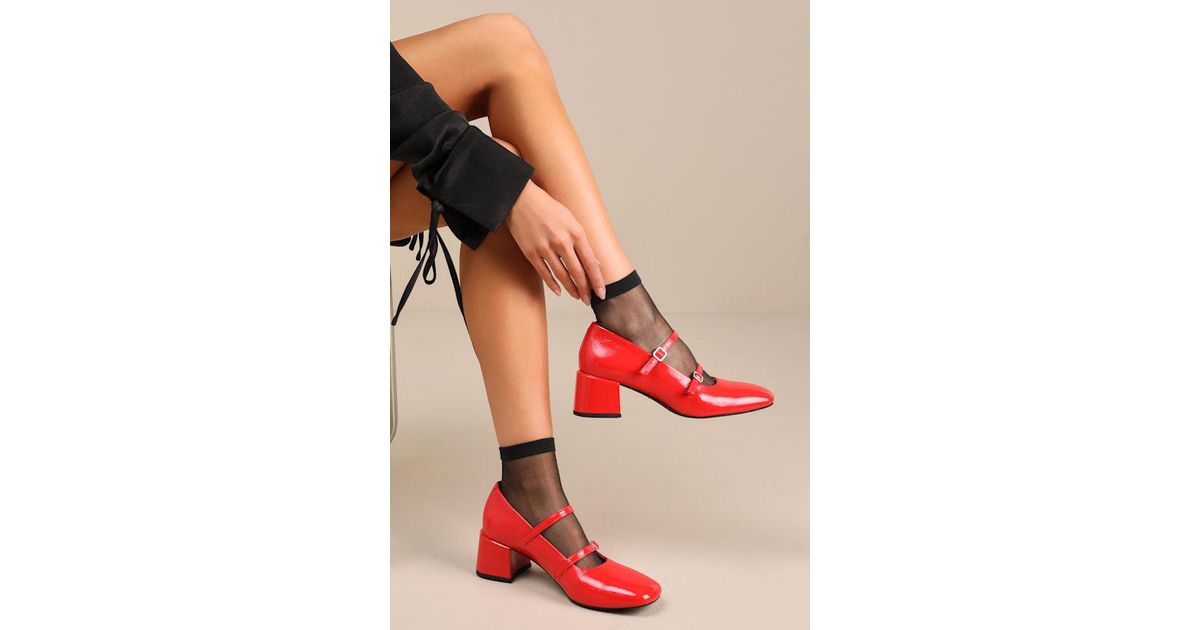 Vagabond Shoemakers Adison Flame Leather Strappy Mary Jane Pumps in Red ...