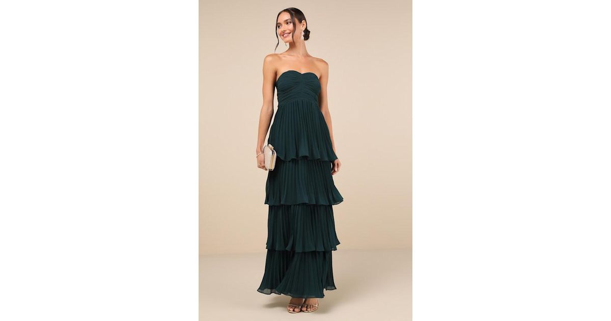 Lulus Seriously Sensational Sage Brush Strapless Tiered Maxi Dress in ...
