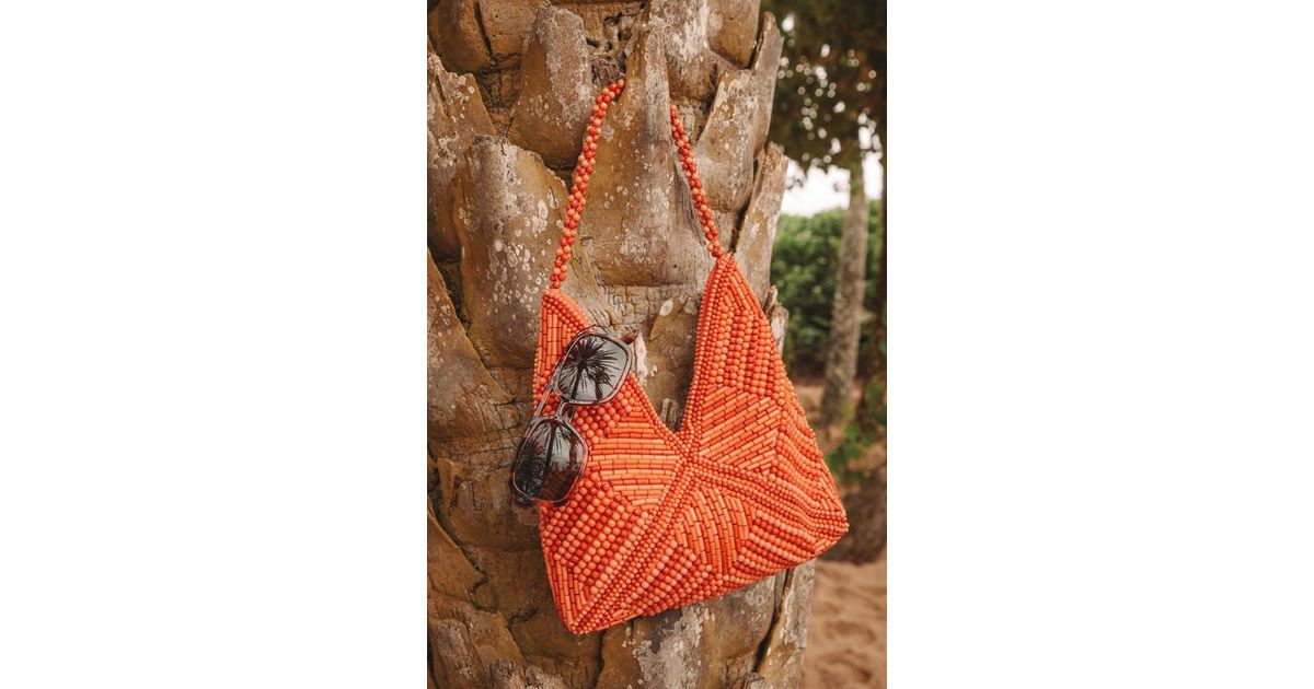 Lulus Sunny Element Beaded Shoulder Bag in Orange | Lyst