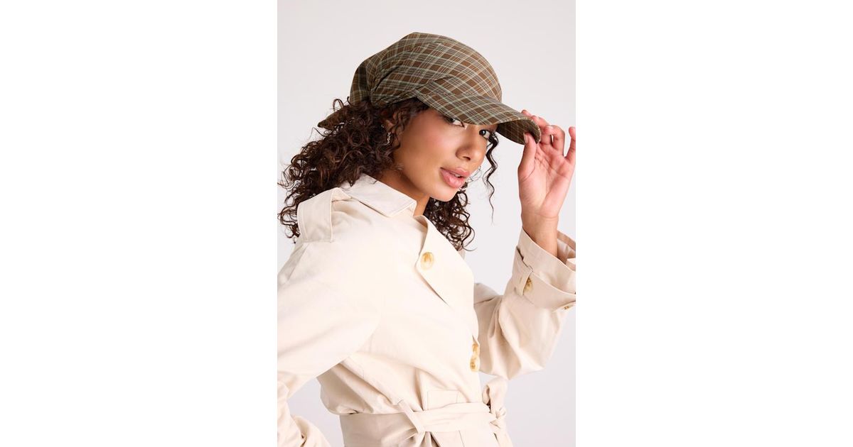 Lulus Watson Plaid Scarf Baseball Cap in Natural | Lyst UK