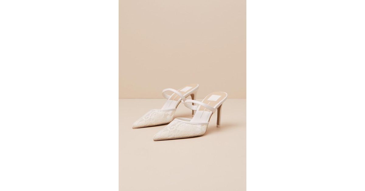Dolce Vita Katik Floral Lace Pointed-Toe Mule Pumps in Natural | Lyst