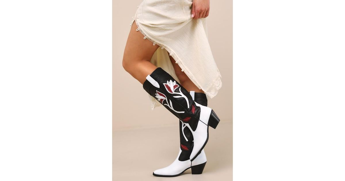 Matisse Cool Hand Multi Leather Knee-High Western Boots in Black | Lyst