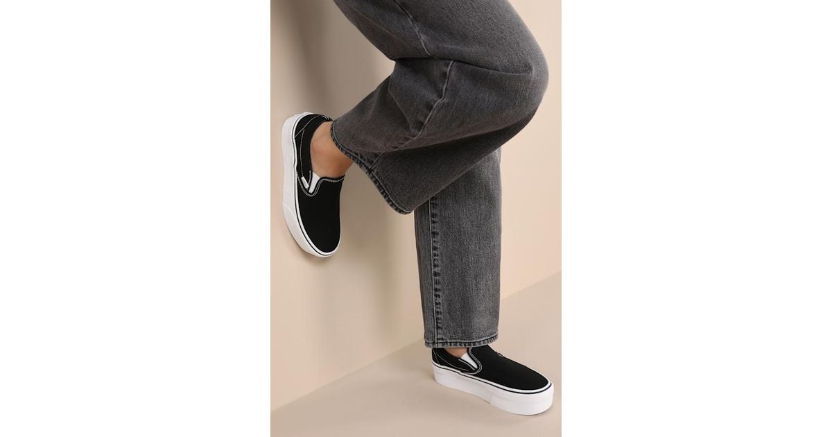 Vans Classic Canvas Slip-On Stackform Sneakers in Black | Lyst