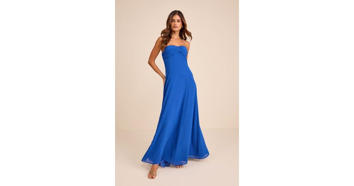 Lulus Kamalia Strapless Maxi Dress in Blue | Lyst