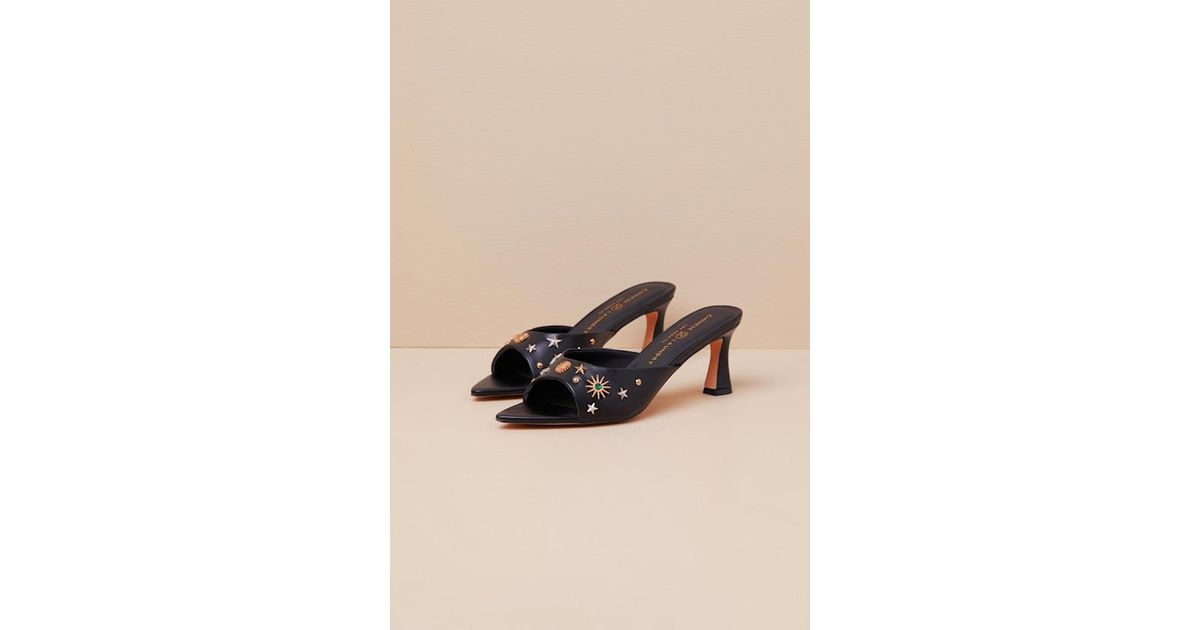 Chinese Laundry Yarah Studded High Heel Slide Sandals in Natural | Lyst