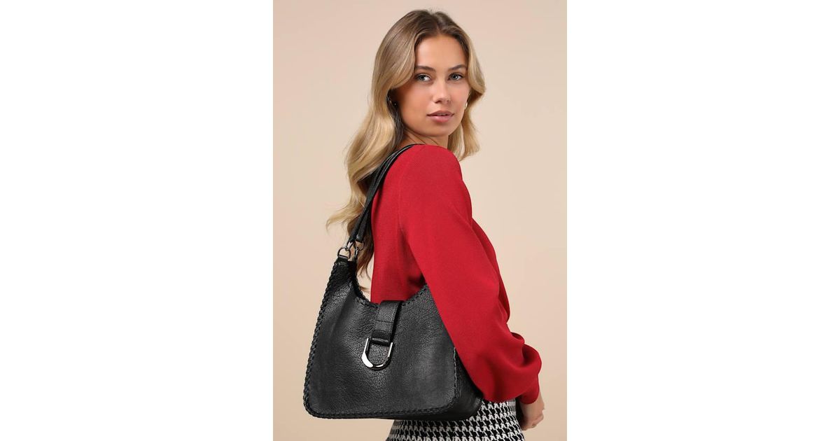 Lulus Curated Energy Whipstitched Shoulder Bag in Red | Lyst