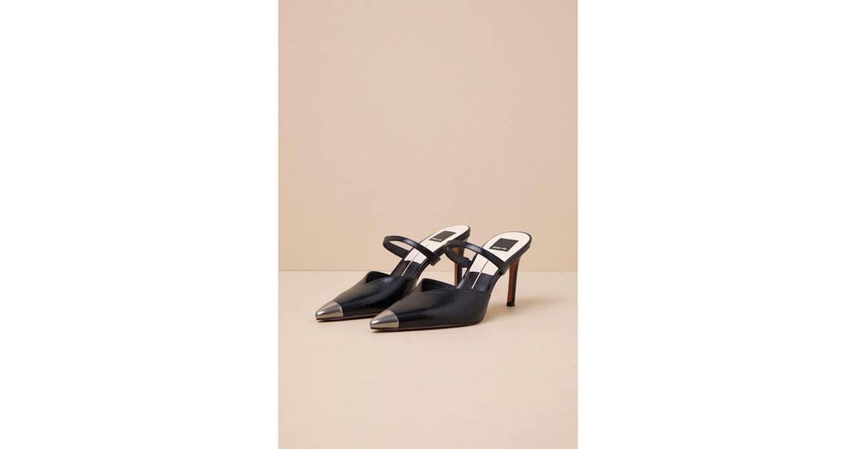 Dolce Vita Kanika Toe Cap Midnight Leather Pointed-Toe Mule Pumps in ...