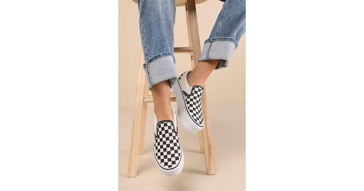 Vans Classic & Checkerboard Slip-On Stackform Sneakers in Natural | Lyst