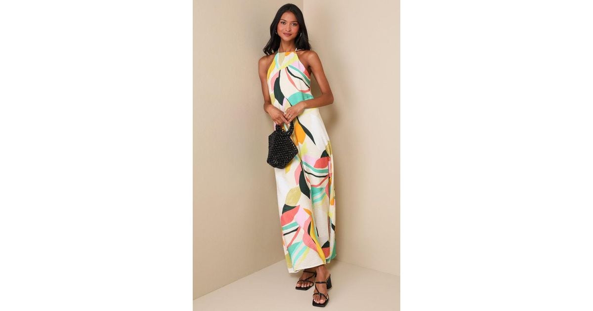 Lulus Wonderful Bliss Multi Abstract Print Backless Maxi Dress in ...