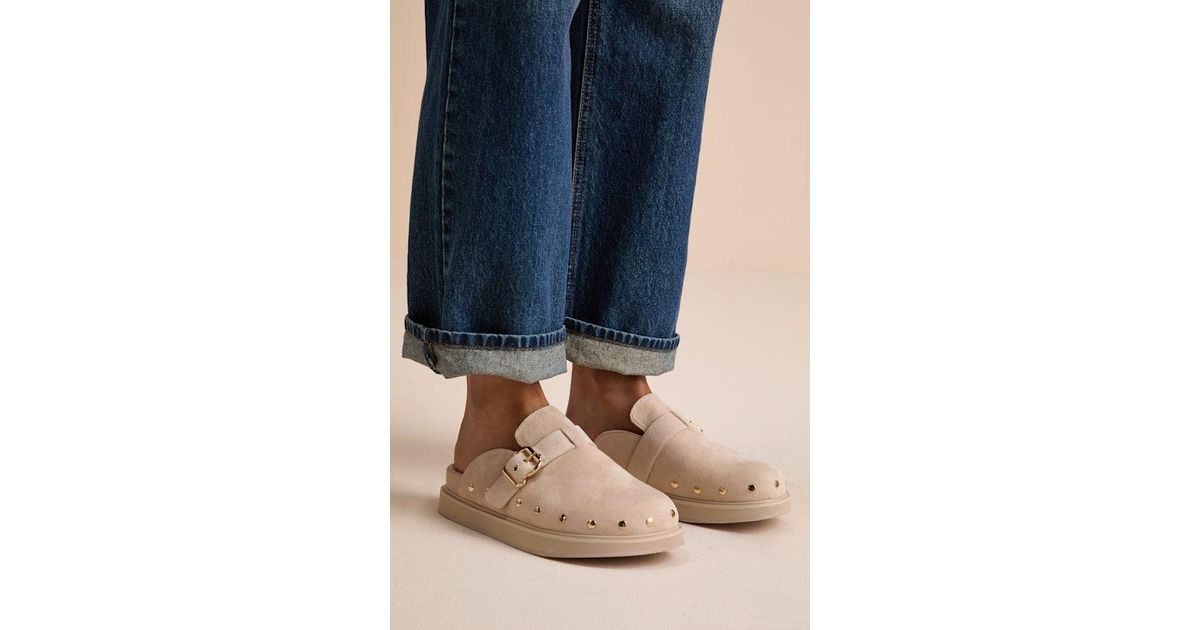 Lulus Tripoli Suede Studded Slide-On Clogs in Blue | Lyst