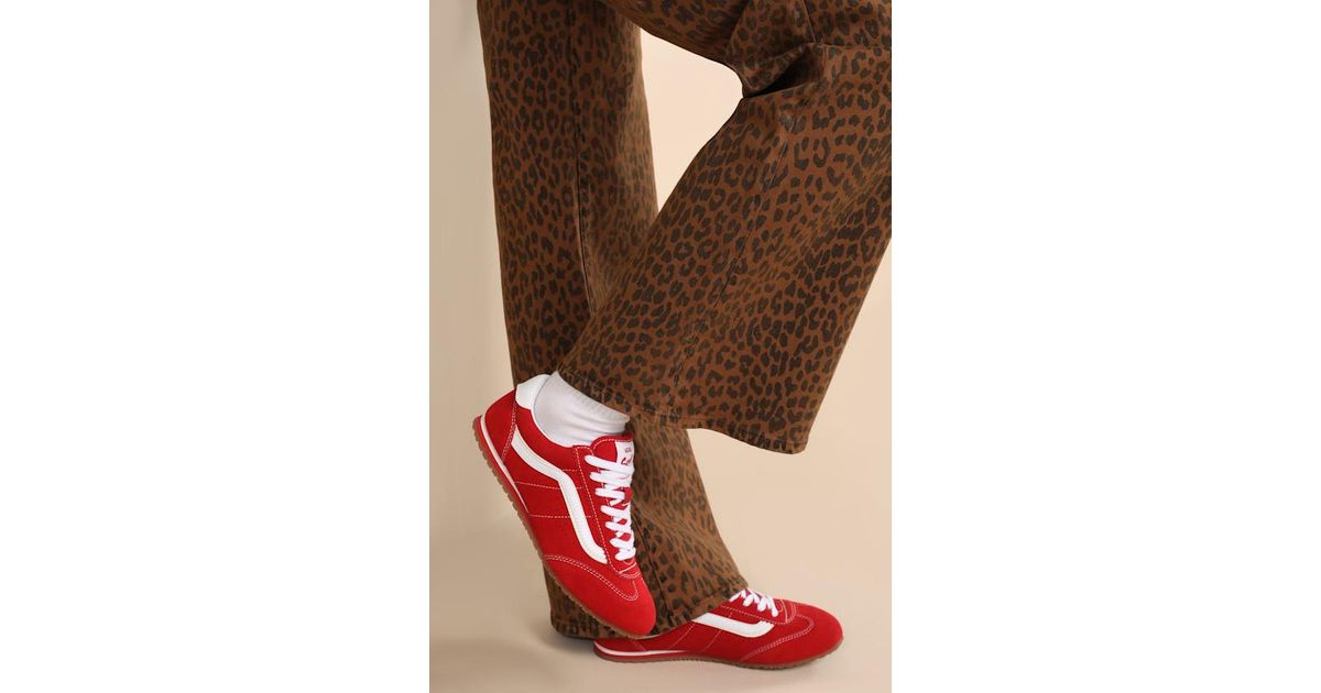 Vans Super Lowpro Racing Suede Leather Sneakers in Red | Lyst