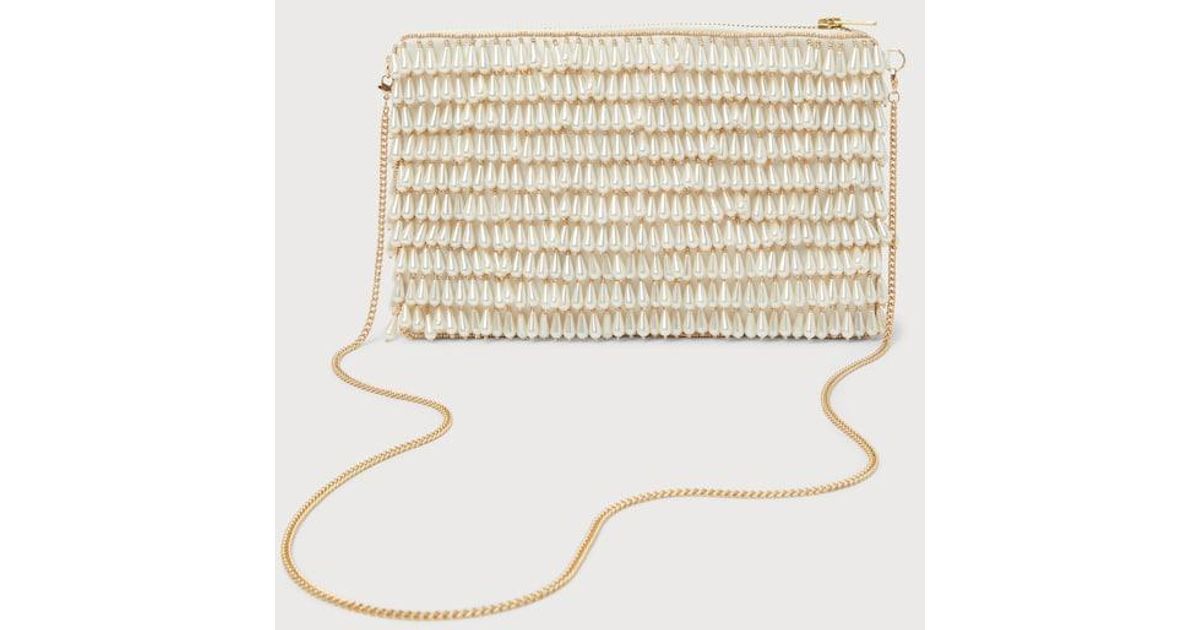 Lulus Glamorous Vision Pearl Fringe Crossbody Bag in Natural | Lyst
