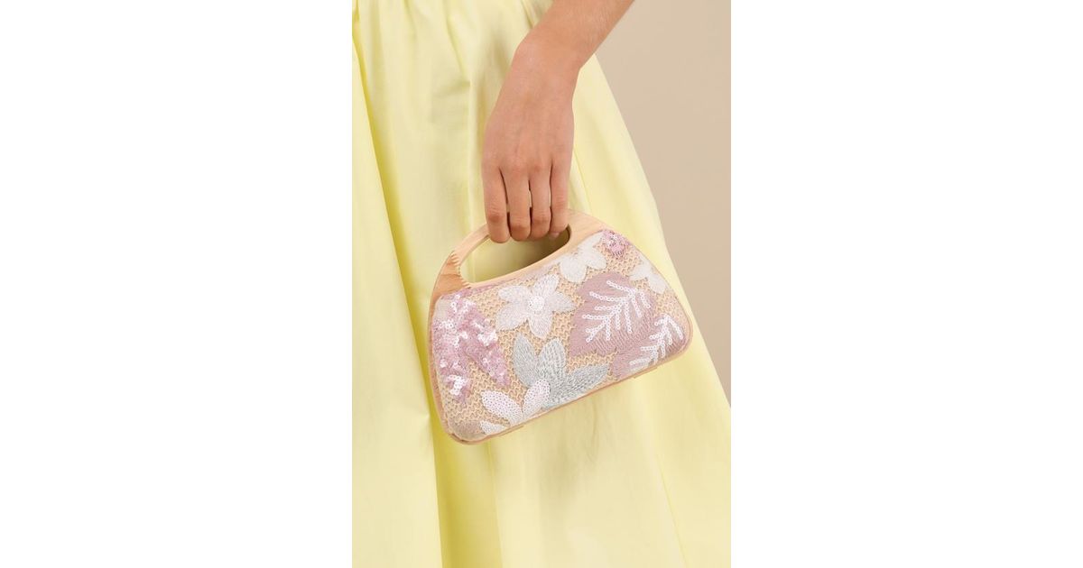 Lulus Dalia Raffia Sequin Clutch in Yellow | Lyst