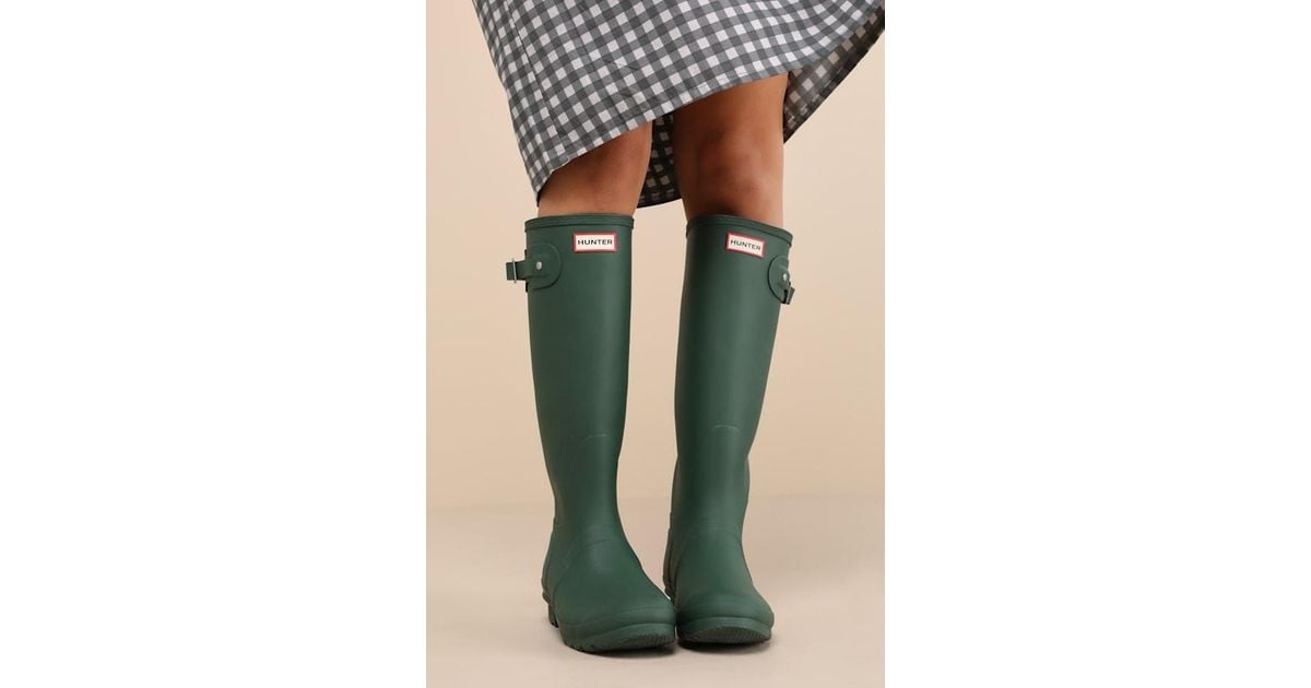 HUNTER Original Tall Rain Boots in Green | Lyst
