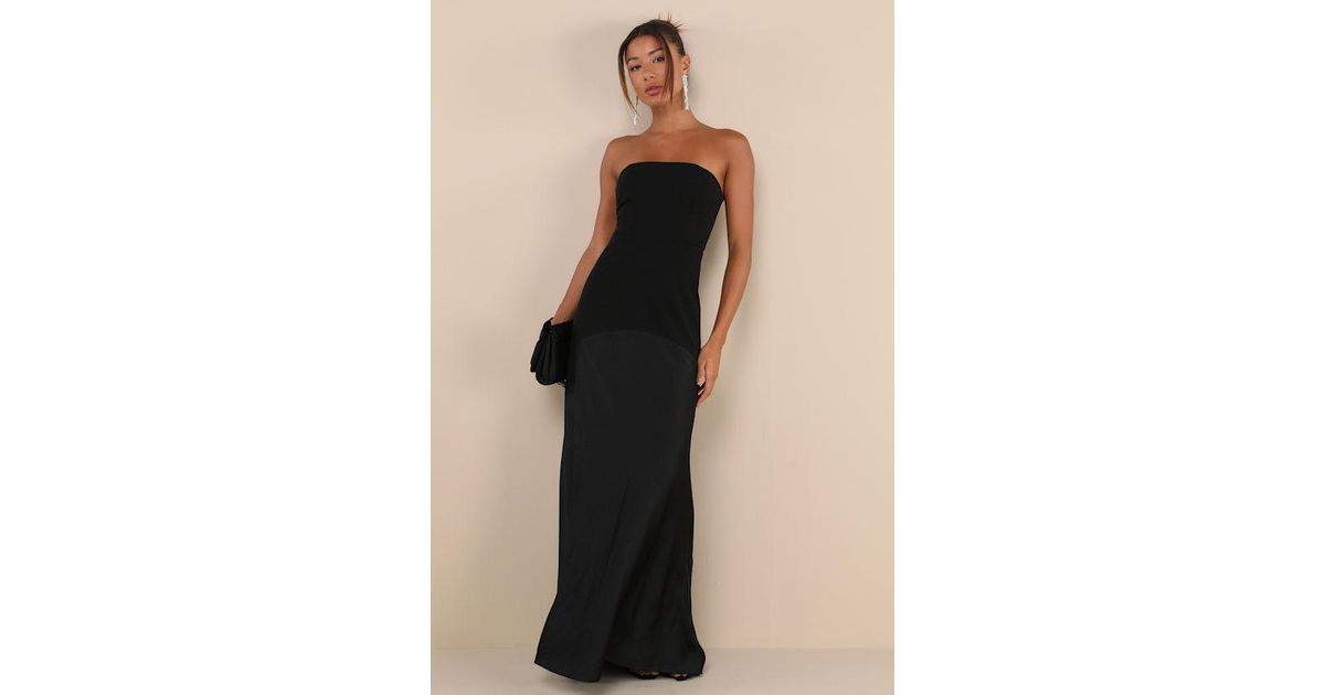 Lulus Compelling Style Strapless A-Line Maxi Dress in Black | Lyst