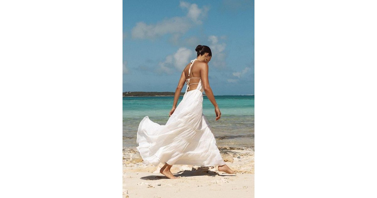 Lulus Ameera Textured Tiered Backless Maxi Dress in White | Lyst