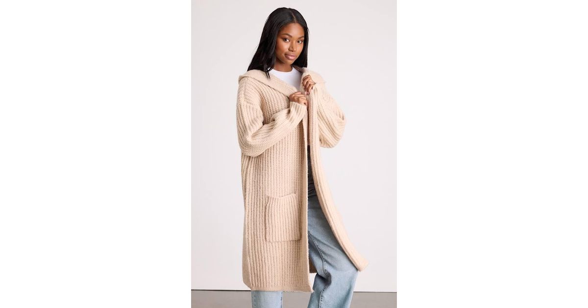 Lulus Nalina Chunky Knit Open-Front Duster Cardigan in Natural | Lyst UK