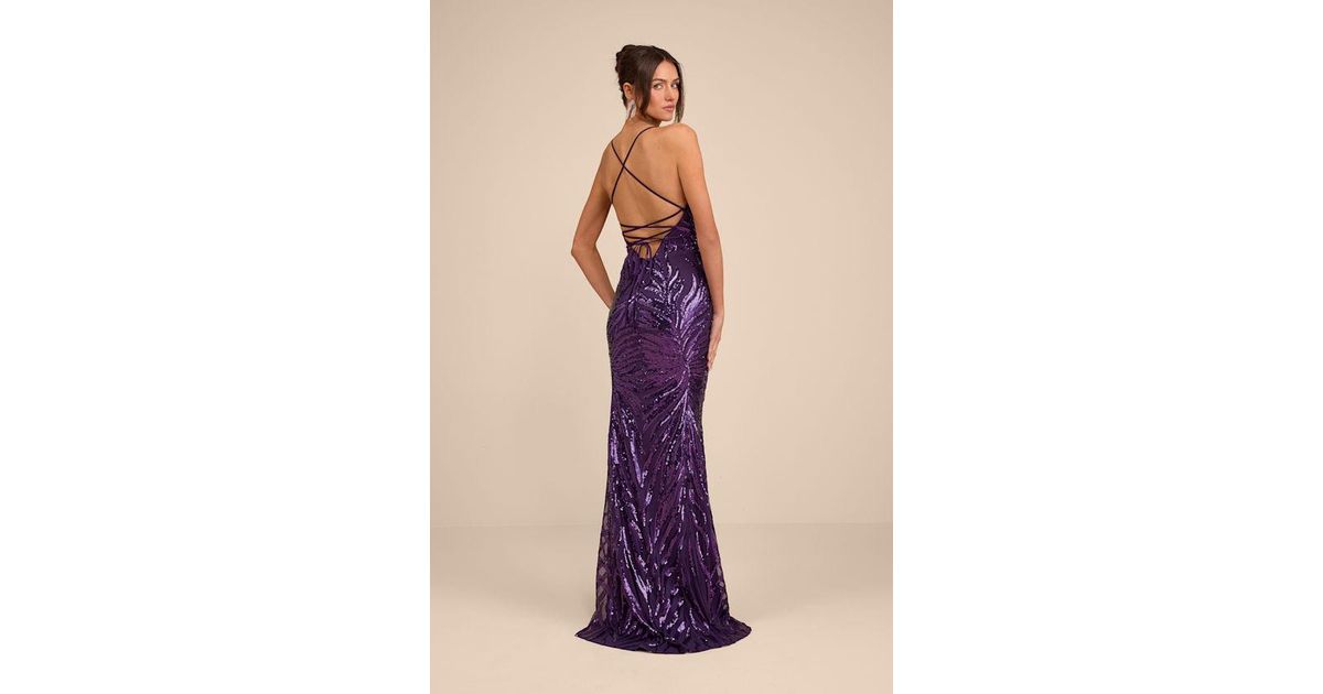 Lulus Sparkle 'Til Dawn Dark Sequin Lace-Up Mermaid Maxi Dress in ...