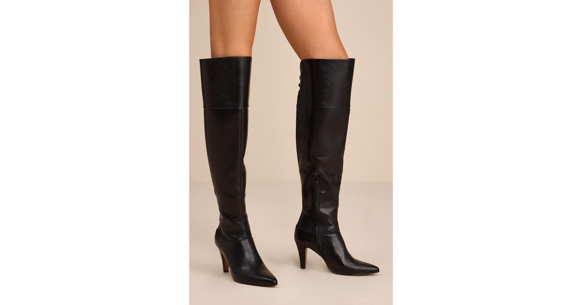 Lulus Milee Pointed-Toe Over-The-Knee Boots in Black | Lyst