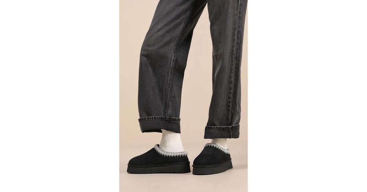 Steve Madden Selena-M Suede Flatform Slippers in Black | Lyst