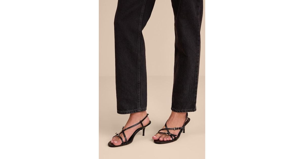 Lulus Sara Strappy Slingback High Heel Sandals in Black | Lyst