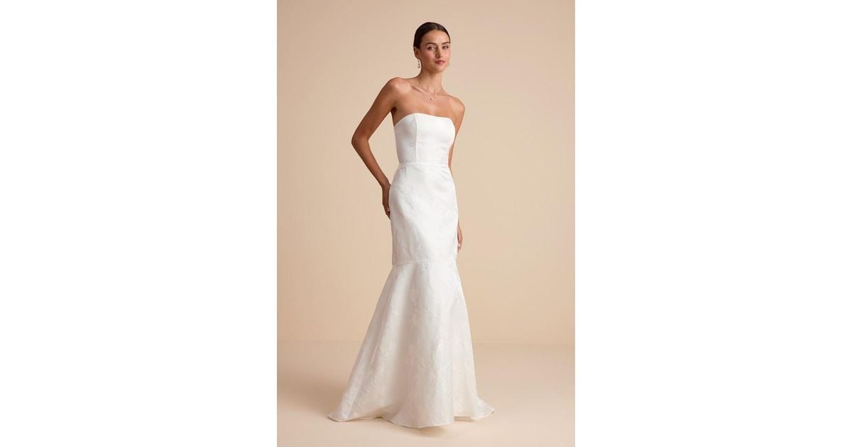 Lulus Cagney Floral Jacquard Strapless Trumpet Maxi Dress in Natural | Lyst