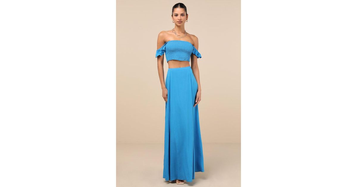 Lulus Trancoso Bright Two-Piece Maxi Dress in Blue | Lyst