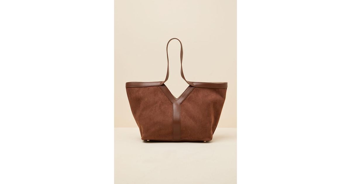 Lulus Meryl Suede Tote Bag in Natural | Lyst