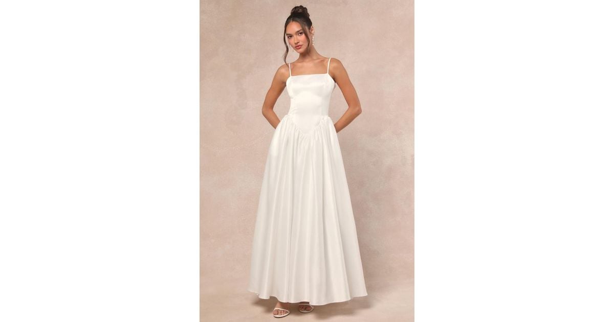 Lulus Bria Basque Waist Maxi Dress in Natural | Lyst